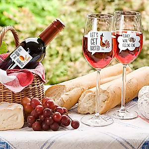 36 Pieces Wine Glass Static Cling Sticker Thanksgiving Reusable Funny Wine Sticker Reusable Wine Glass Stickers Wine Glass Drink Markers Fall Wine Stickers for Wine Tasting Wine Charm Party Supplies