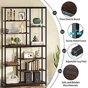 Tribesigns 79 Inches Tall Bookcase with Open Shelves, 9-Tier Industrial Bookshelf, 10 Cubes Etagere Storage Shelves Display Shelf for Home Office, Vintage Brown & Black