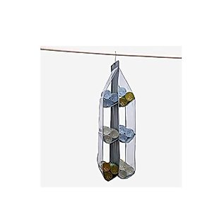 None/Brand Storage Handbag,Hanging Handbag Organizer Dust-Proof Storage Holder Bag Wardrobe Closet,with 6 Pockets(Black+Gray) (Gray)