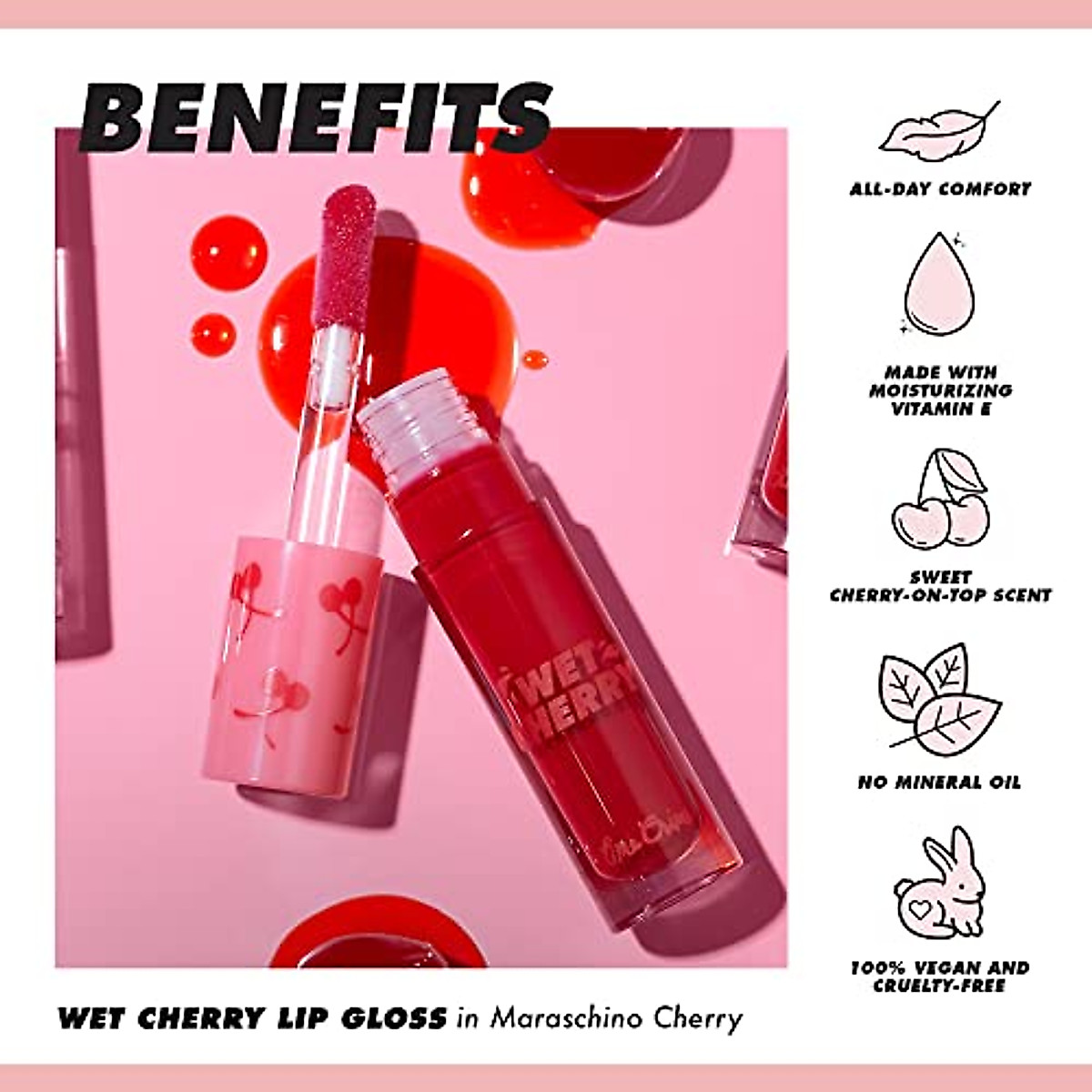 Lime Crime Wet Cherry Lip Gloss, Naked Cherry (Nude Blush) - Cherry Scented Lightweight, Plumping & Comfortable Ultra Glossy Sheen That Won't Stick - Long Lasting & Non-Sticky - Vegan Makeup