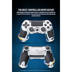 HOTLINEGAMES 2.0 Plus Controller Grip Compatible with PS4 DualShock 4 Controller, Textured Soft Skin Kit, Pre-Cut, Easy to Apply, Sweat-Absorbent (for Handle Grips)