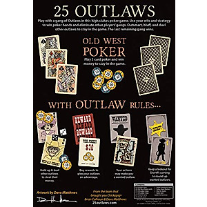 Buffalo Games - 25 Outlaws - Modern Twist on Classic Poker - Texas Hold 'Em - Bluff, Lie, Cheat, Steal - Great for Adult Game Night