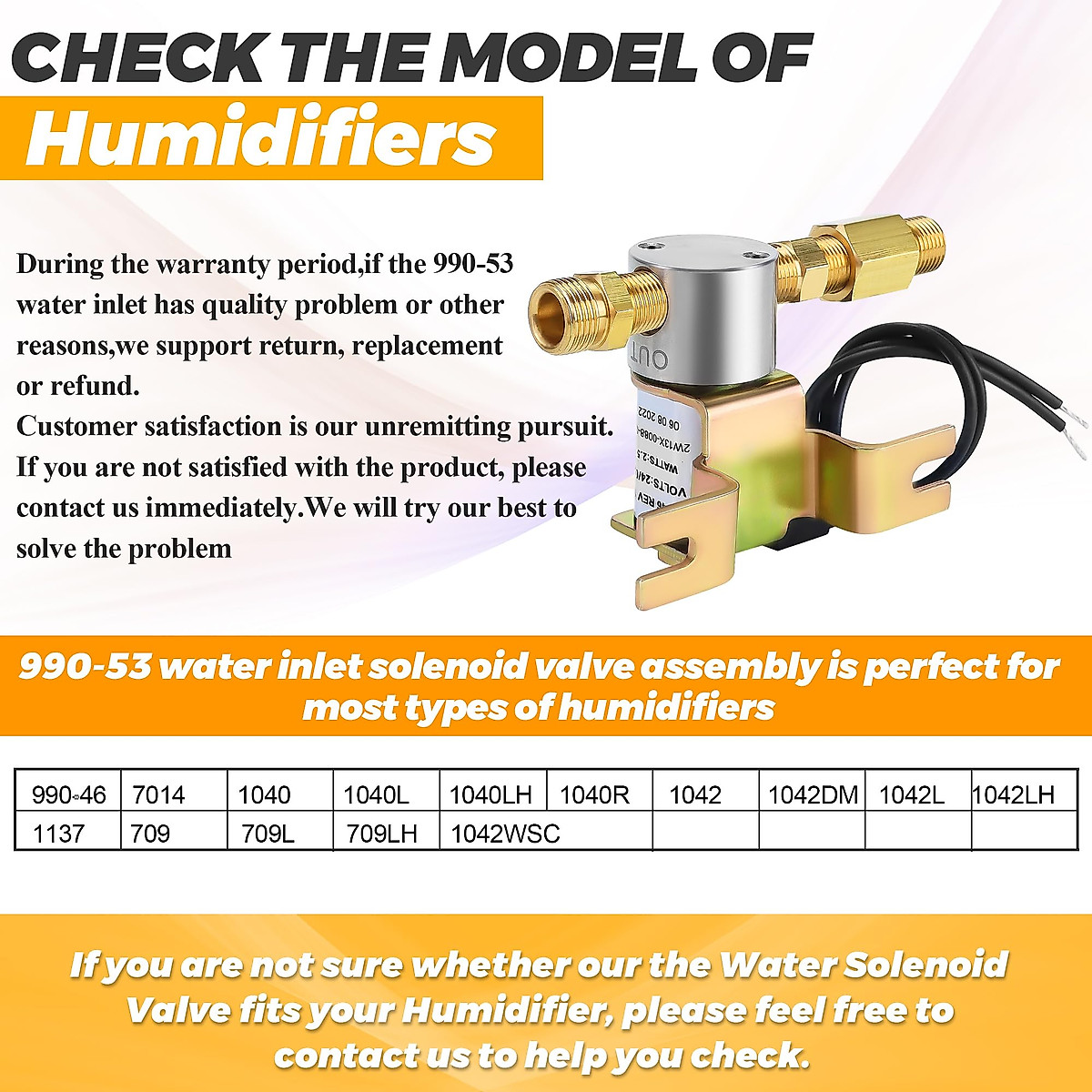 Techecook 990-53 990-46 Humidifier Solenoid Valve Assembly Compatible with GeneralAire Humidifiers 990-53 990-46 1137 1042 1042LH 1042L 7014 Solenoid Valve - 24V Humidifier Water Valve