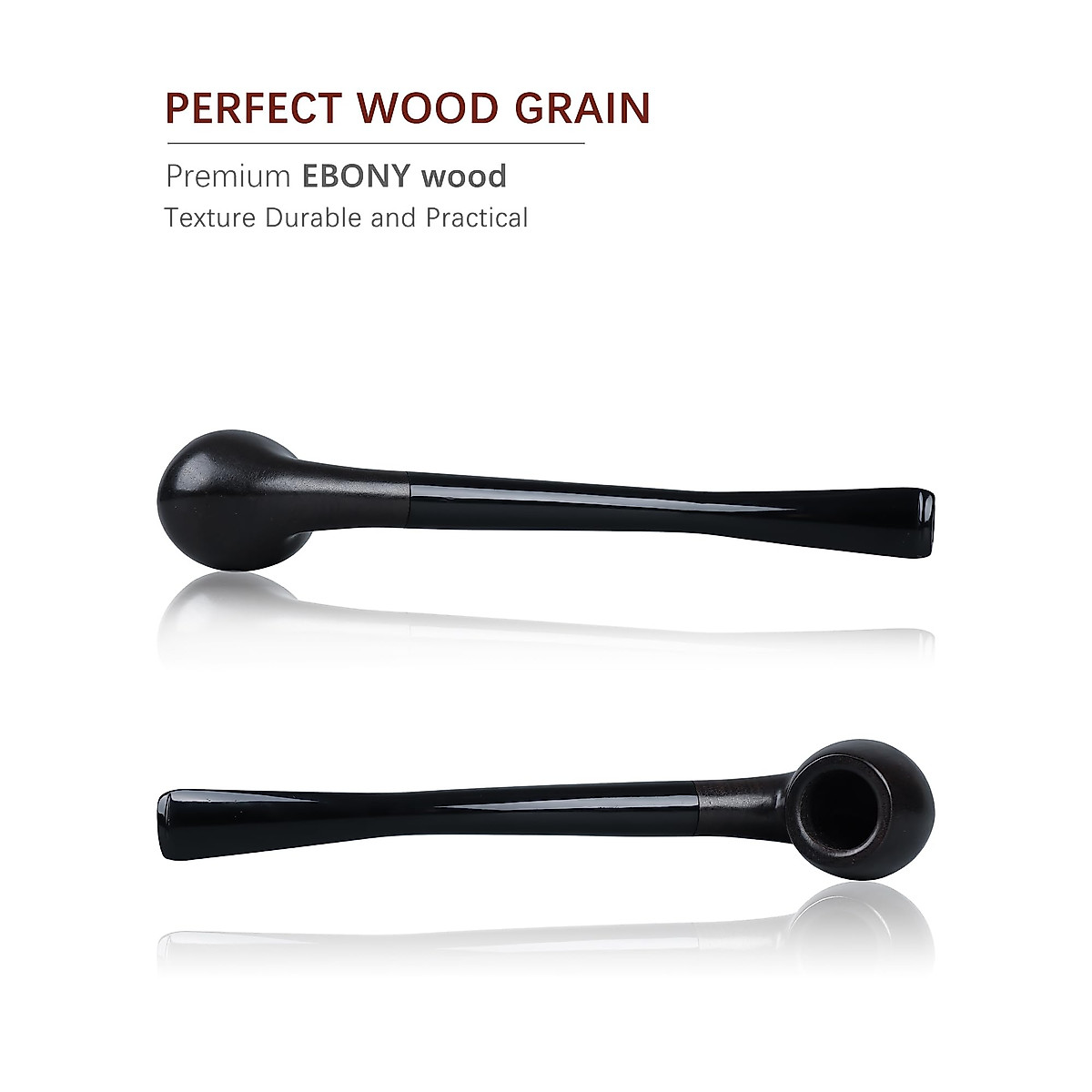 Joyoldelf Tobacco Pipe, Luxury Wooden Smoking Pipe with Tobacco Pipe Stand, Ebony Tobacco Pipes for Smoking with Pipe Scraper, Gift Box and Smoking Accessories