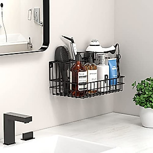 Hair Tool Organizer, Carmanon Hair Dryer Holder Wall Mounted Hair Styling Tool Organizer for Vanity, Bathroom Countertop Storage Curling Iron Stand and Blow Dryer Organizer - Hold Hot Tools, Black