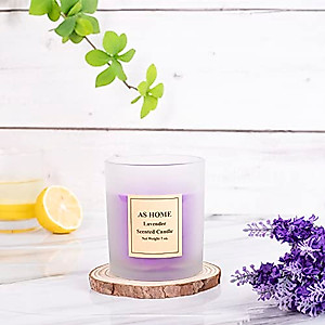 AS HOME Lavender Candles Scented, 7oz | Aromatherapy Lavender Candle in Frost Glass Jar with Wooden Lid | Single Wick Candles for Relaxation | 30 Hours Burn Time