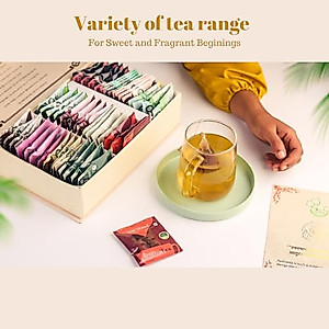 The Vedas Book Of Tea Gift Set | Assorted Tea Bags Gift Box | 12 Exotic Herbal Tea Blends | 4 Units of Each Variety, Net 48 | Best for Corporate Gifting | Tea Gift Hamper
