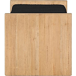 Meridian Furniture Waverly Collection Modern | Contemporary Bench with Solid Wood Rich Finish, Luxurious Boucle Fabric, 32" W x 19" D x 18" H, Black