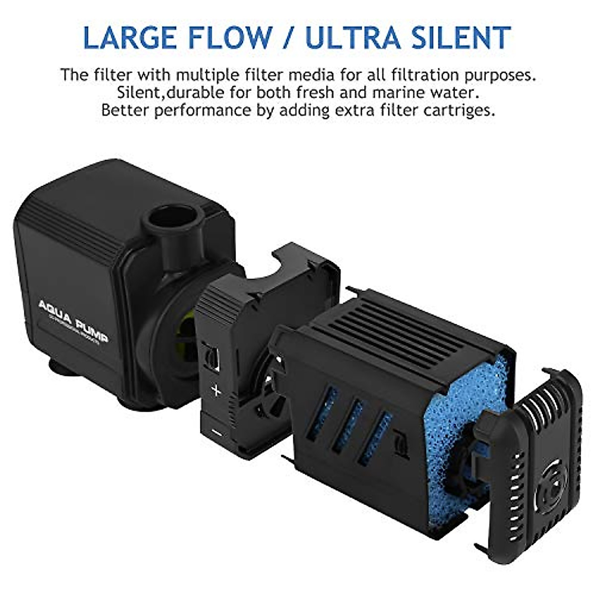 NO.17 Submersible Aquarium Internal Filter 6W, Adjustable Fish Tank Filter with 132 GPH Water Pump for 1-10 Gallon Fish Tank