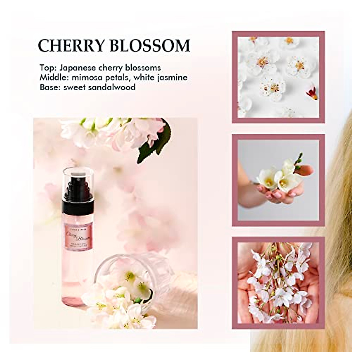 Clean-n-Fresh Body Spray for Women, Body Mist, Fragrance Mist Gift Sets, Pack of 3, Each 3.4 Fl Oz, Total 10.2 Fl Oz, Cherry Blossom