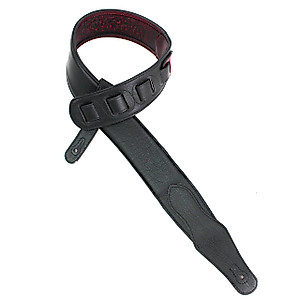 Walker & Williams LID-06 Sangria Purple Leather Padded Guitar Strap with Western Floral Tooling