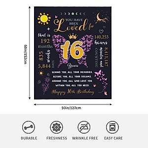Sweet 16 Gifts for Girls, 16th Birthday Gifts for Girls, Gifts for 16 Year Old Girl, Sweet Sixteen Gifts for Girls，16 Year Old Girl Birthday Gift Ideas, Sweet 16 Birthday Decorations Blanket 60"X50"