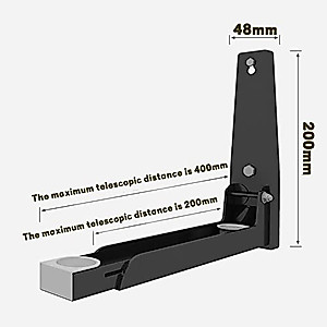 304 Stainless Steel Microwave Wall Mount Brackets Universal Shelf Wall Bracket Telescopic Microwave Oven Rack Adjustable Folding Sturdy Kitchen Accessories (Black)