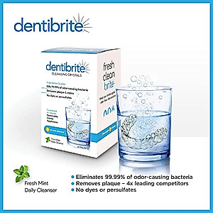 Dentibrite Crystals Cleaner for Removable Dental Appliances - Invisalign Aligners, Retainers, Guards, Dentures, Trays/Aligners - Odor Remover - No Persulfates or Dyes - 30ct - Made in USA