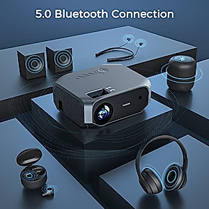 FUDONI Projector with 5G WiFi and Bluetooth, 10000L Native 1080P Portable Outdoor Video Projector 4K Supported, Home Theater Movie Projector with Screen for Phone/PC/TV Stick/PS5