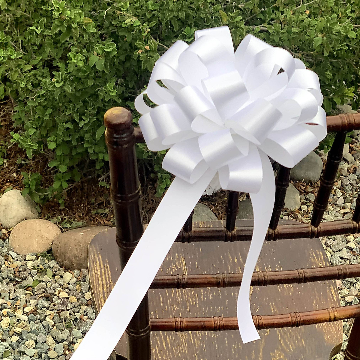 White Pull Bows with Tails - 8" Wide, Set of 6, Veteran's Day, Christmas, Wedding, Gift Bows, Reception, Fundraiser, Birthday, Valentine's Day, Mother's Day, 4th of July