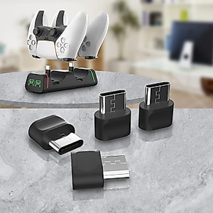 ECHZOVE 4-Pack USB Type C Adapter, Designed PS5 Controller Charging Station, Detachable Compatible with Many PS5 Controllers with Type-C Charging, Prevent Scratches on The DualSense Controller