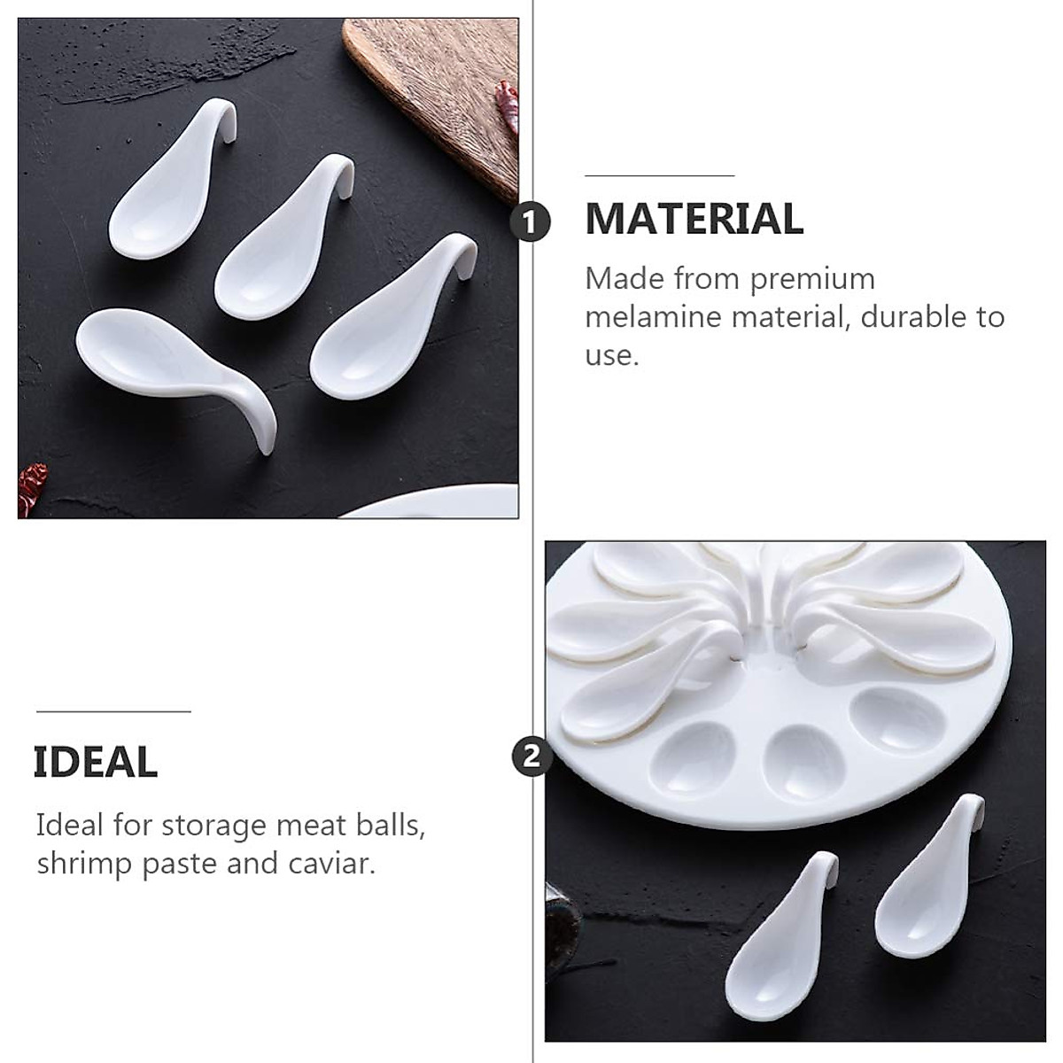 YARNOW Deviled Egg Tray Melamine Platter Serving Dish 12-Hole Porcelain Foie Gras Roe Spoon Meatballs and Shrimp Platter Tableware for Home Restaurant