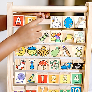 Melissa & Doug ABC-123 Abacus - Classic Wooden Educational Toy, 2 + years With 36 Letter and Number Tiles