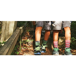 Farm to Feet Kids Boulder No Fly Zone Lightweight Hiking Merino Wool Crew, Berry, Medium