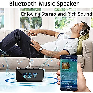 Pragovle WiFi-Hidden-Spy-Camera, Alarm Clock with Bluetooth Speaker 1080P/2K/4K Full HD Nanny Cam with Night Vision and Motion Detection Alarm, Security Recording with Phone App for Outdoor/Home