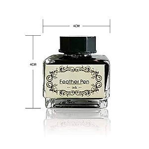 DAWEGAMA Black Calligraphy Ink No Carbon No Blocking Fountain Pen Ink Suitable for Feather Pen Quill Pen Dip Pen Calligraphy Pen Painting Pen 15ml