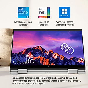 HP Pavilion x360 2 in 1 Laptop, 14" FHD Touchscreen, 12th Gen Intel 10-Core i5-1235U(Beat i7-1195G7), 8GB RAM - 1TB SSD, Stylus, Backlit Keyboard, Fingerprint, Alexa, WiFi 6, Windows 11 Home, Silver