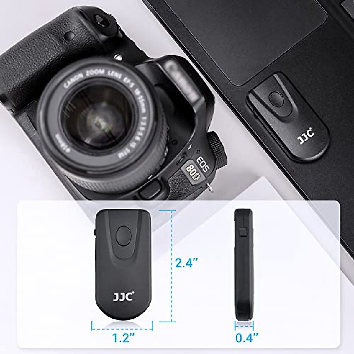 JJC Wireless Infrared Shutter Release Remote Control for Canon Rebel T7i T6i T5i T4i T3i SL1 EOS R5 R6 7D Mark II 6D Mark II 5D Mark IV III 5DS 90D 77D 80D 70D M6 M5 M3 Replaces Canon RC-1/RC-6 Remote