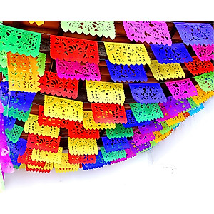 5 Pk Mexican Fiesta Party Decorations, Papel Picado Banner 60 ft Cinco de Mayo party papel picado tissue paper, Mexican theme supplies for Day of the dead Decorations, Birthdays, Mexican Banner Flags
