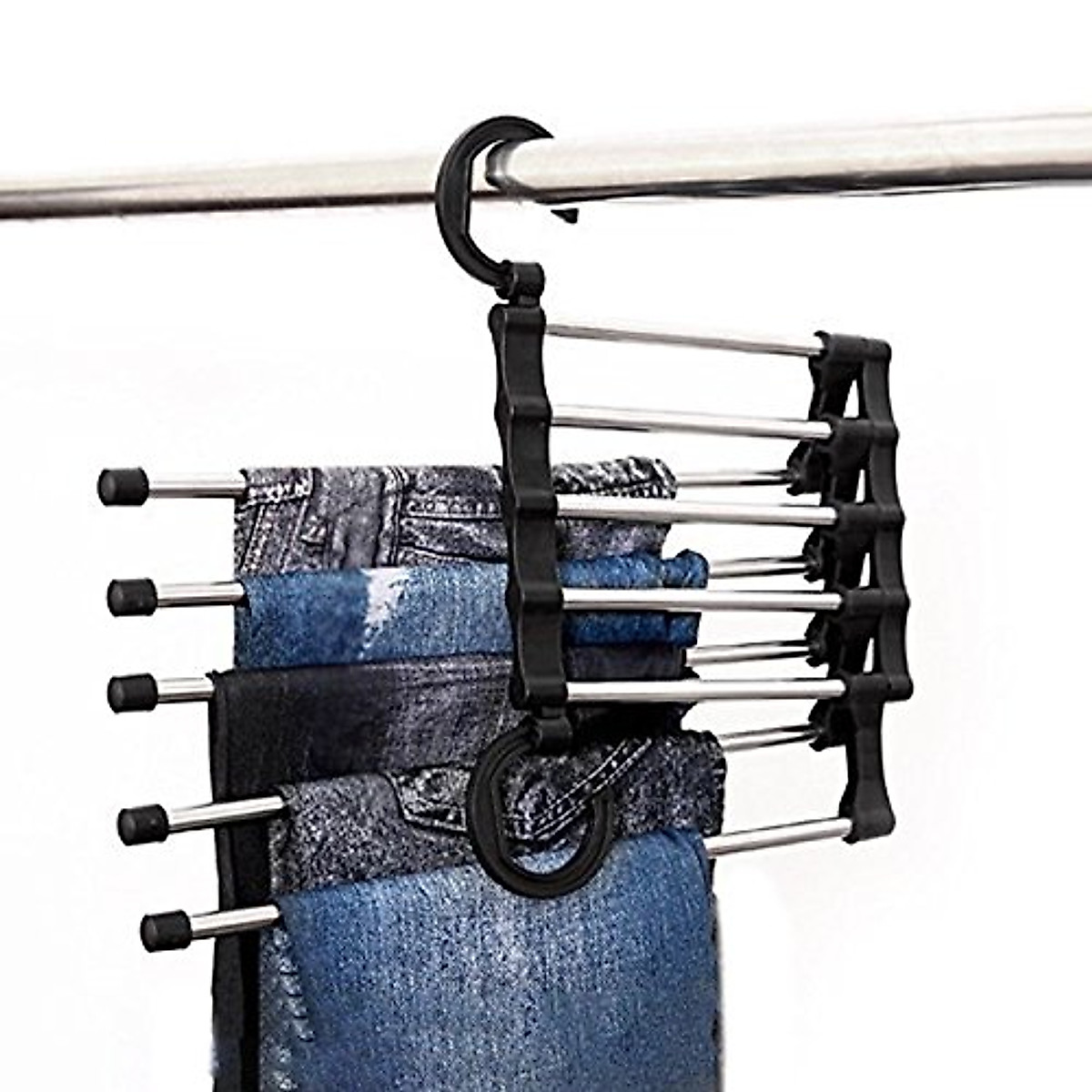 OKOKMALL US--Space Saver Hangers Organizer Pant Trouser Stand Rack Magic Hanger 5 In 1 New