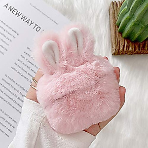 Guppy Compatible with AirPods Pro Furry Bunny Case Girls 3D Cartoon Cute Rabbit Ears Plush Fluffy Warm Carrying Case Soft Protective Case Cover Accessories for AirPods Pro 2019 Pink