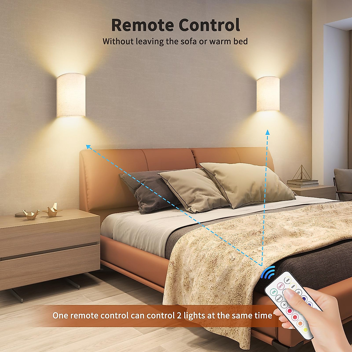 Facaimo RGB Wall Sconces Set of Two, Battery Rechargeable Wall Lighting with Remote Control, Cordless Wall Lamp Sconces Dimmable Magnetic Wall Sconce for Bedroom Living Room Hallway