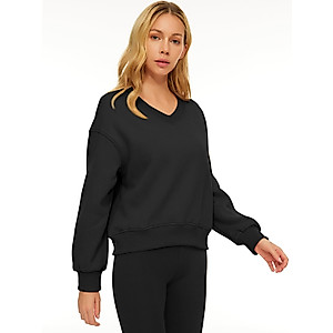 AUTOMET Womens Cropped Sweatshirts Pullover Fleece Crop Sweaters Fall Fashion Outfits Clothes 2025 Black M