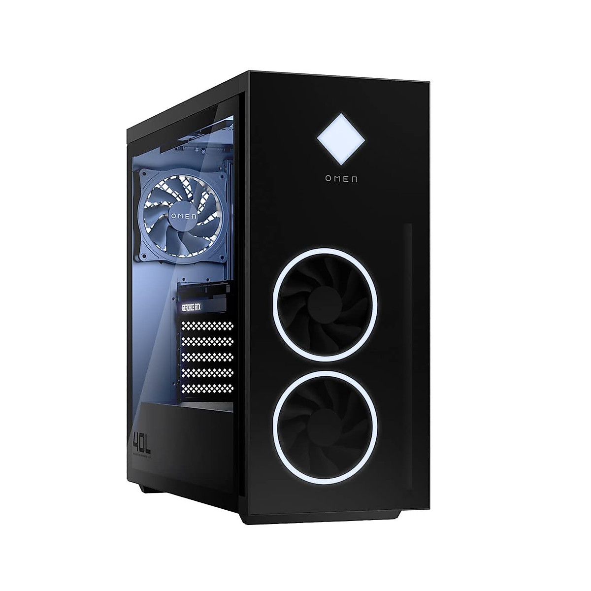 HP OMEN 40L Gaming Desktop, AMD Ryzen 5 5600G, GeForce RTX 3060Ti, 32GB RAM, 1TB PCIe SSD+1TB HDD, RGB, Bluetooth, Wi-Fi 6, USB-C, RJ-45, HDMI, Win 11 Pro