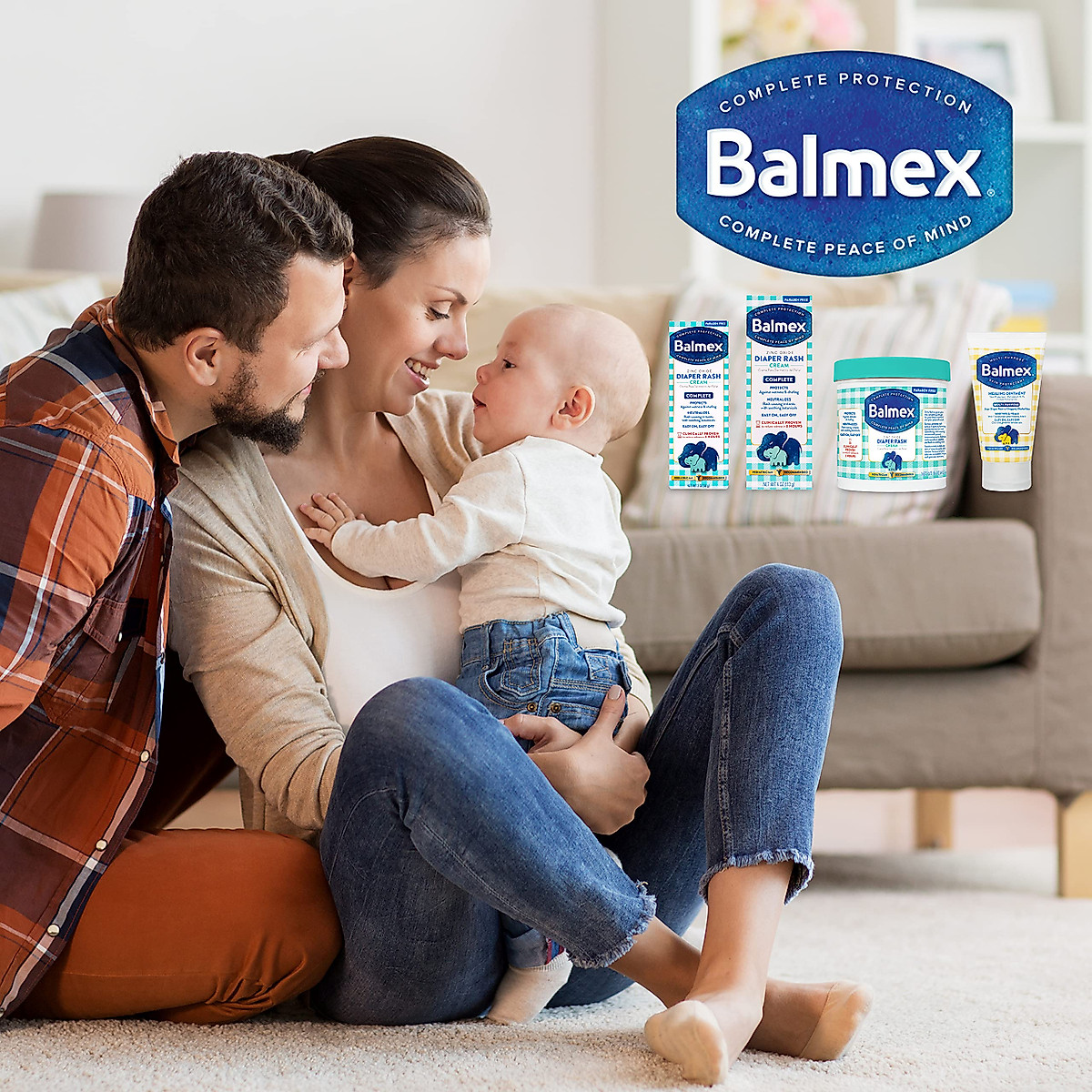 Balmex Complete Protection Baby Diaper Rash Cream with Zinc Oxide + Soothing Botanicals, 2 Ounce