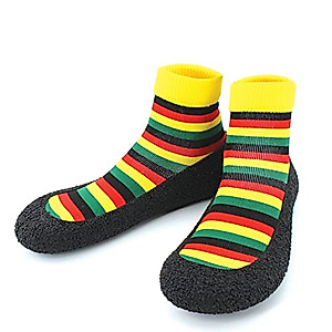 Womens Mens Barefoot Sock Shoes Water Sports Yoga Jump Beach Walking Fitness Footwear Jamaican Rasta Afro Breathable Non-Slip Silent（Rasta-40