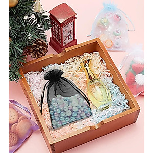 Luceinvita 100pcs Olive Green Organza Favor Bags, 5x7 Inches Wedding Gift Bags Sheer Mesh Bags with Drawstring for Jewelry Candy Soaps Baby Shower Sample Pouches