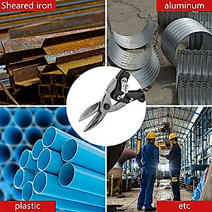 Aviation Snip - Straight Cut Tin Snips Cutting Metal Shears with Forged Tooth-Ripple Blade Cutting Steel Tool for Steel Aluminum Leather Copper