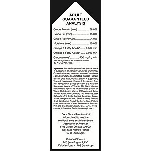 Doc's Choice Premium Adult Chicken Dry Dog Food - Great for Adults and Seniors, Veterinarian Developed, No Fillers/Artificial Ingredients, Made in The USA