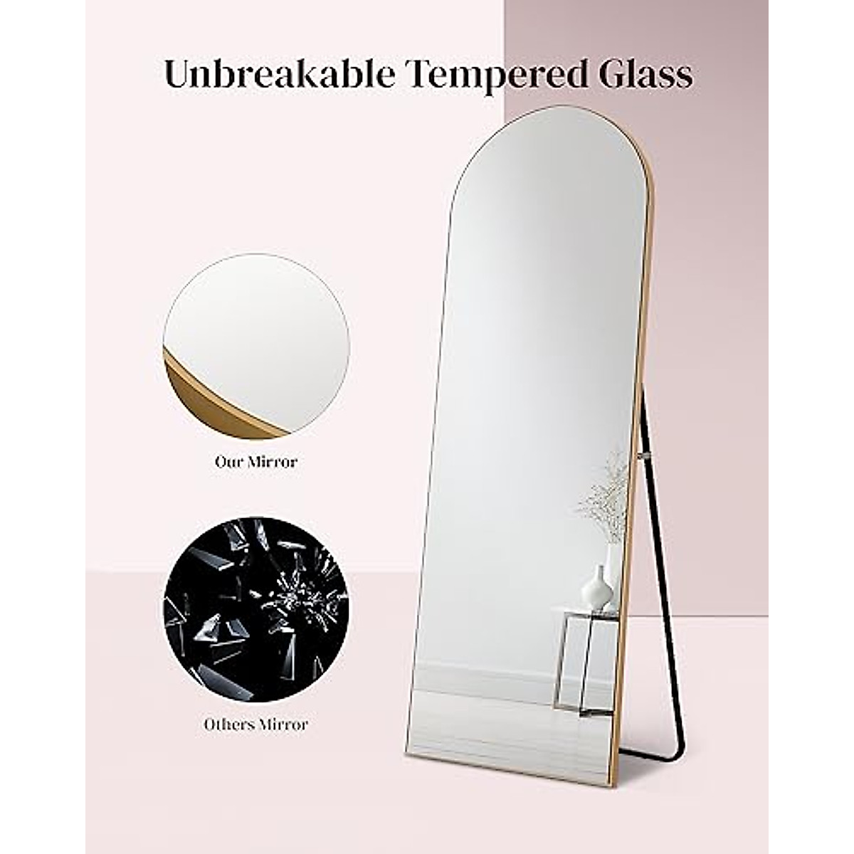 NARCISSUS Full Length Mirror Arched,64"x21",Dressing Mirror,Full Body Mirror Gold