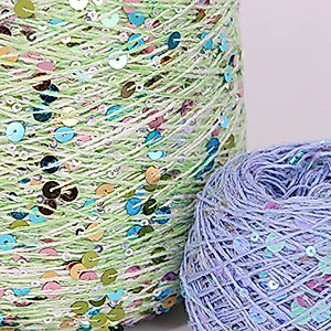 SYLALE 50G Acrylic Handmade Knitting Yarn Cotton Wool Crochet Yarn 3mm + 6mm Sequin Thread DIY Yarn for Crocheting (Color : Blue)