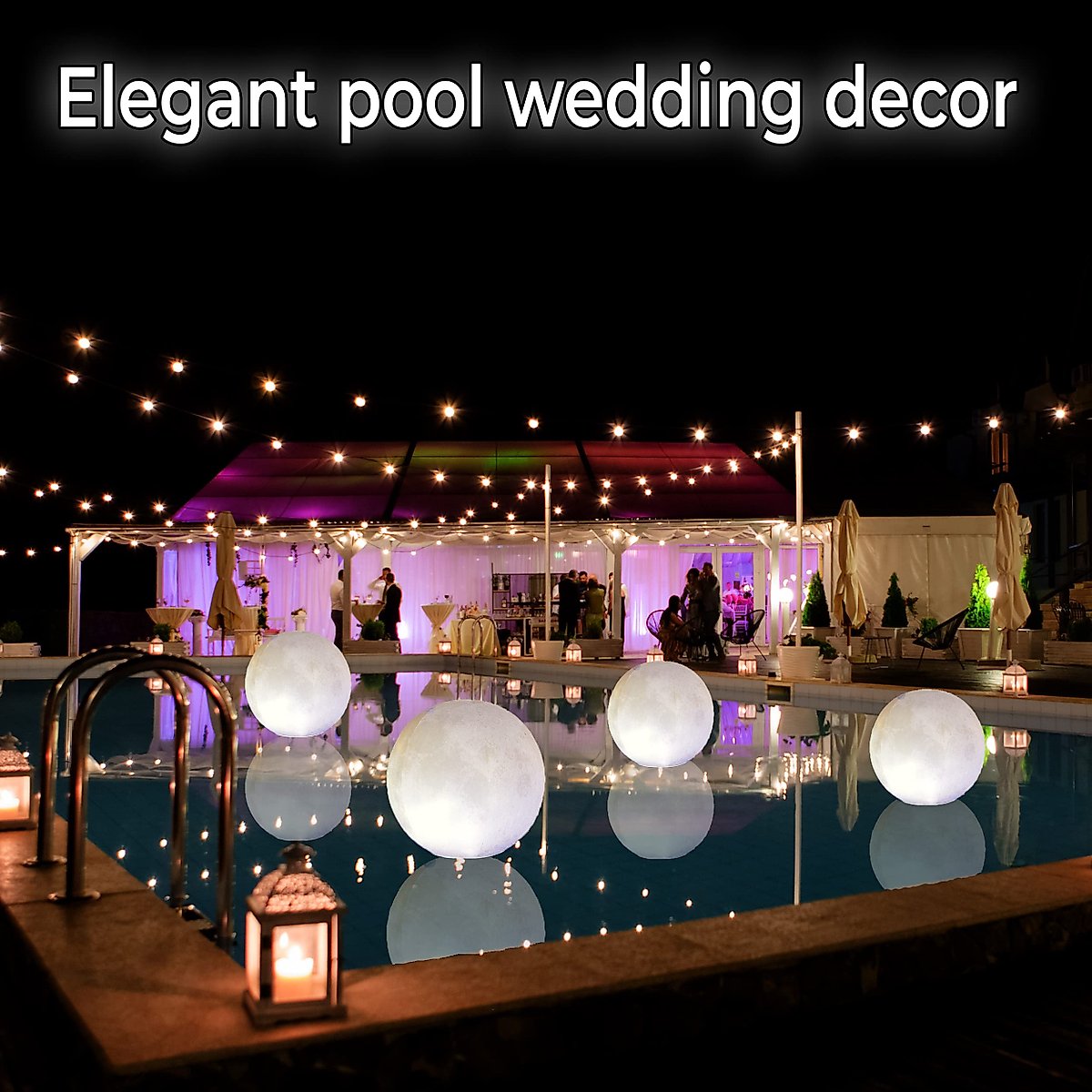 TIALLY Full Moon Floating Pool Lights Solar Powered - Inflatable Pool Lights That Float - Waterproof Led Lights for Pool Party Decorations - Pool Gifts for Pool Owners