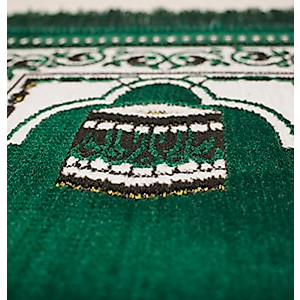 Modefa Islamic Turkish Velvet Prayer Rug Small Child Toddler Namaz Sajjadah Janamaz Dotted Border (KB1 Green)