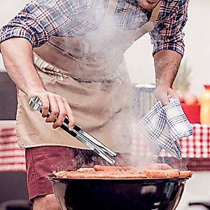 4 Pack Premium Stainless Steel Kitchen Tongs, Serving Tongs for Cooking, XEVOM Metal Food Tongs with Non-Slip Grip, Heat Resistant Grill Tongs 10 inch