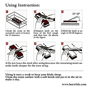 HornTide 600/1500 Grit Combination Whetstone 7-Inch Corundum Waterstone Dual-Sided Knife Sharpening Stone Sharpener