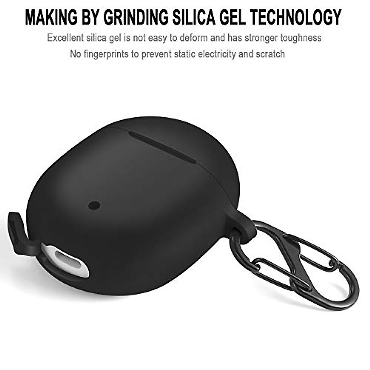 LiZHi for Google Pixel Buds A-Series Case (2021) / Pixel Buds 2 Case (2020), Soft Silicone Skin Cover Shock-Absorbing Protective Case with Keychain for Google Pixel Buds(Black)