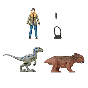 Jurassic World Dominion Human & Dino Pack Maisie & Velociraptor Beta & Accessories, Authentic Action Figures, Movable Joints, Ages 4 Year & Up
