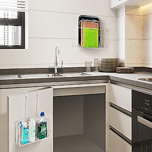 2 Pack- Simple Trending Over the Door/Wall Mount Cabinet Door Organizer Holder in Kitchen or Pantry for Cutting Board, Aluminum Foil, Cleaning Supplies, White