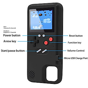 Game Console Case for iPhone,DIKKAR Retro Protective Cover Self-Powered Case with 36 Small Games,Full Color Display,Video Game Case for iPhone 11 Pro Max (Black)