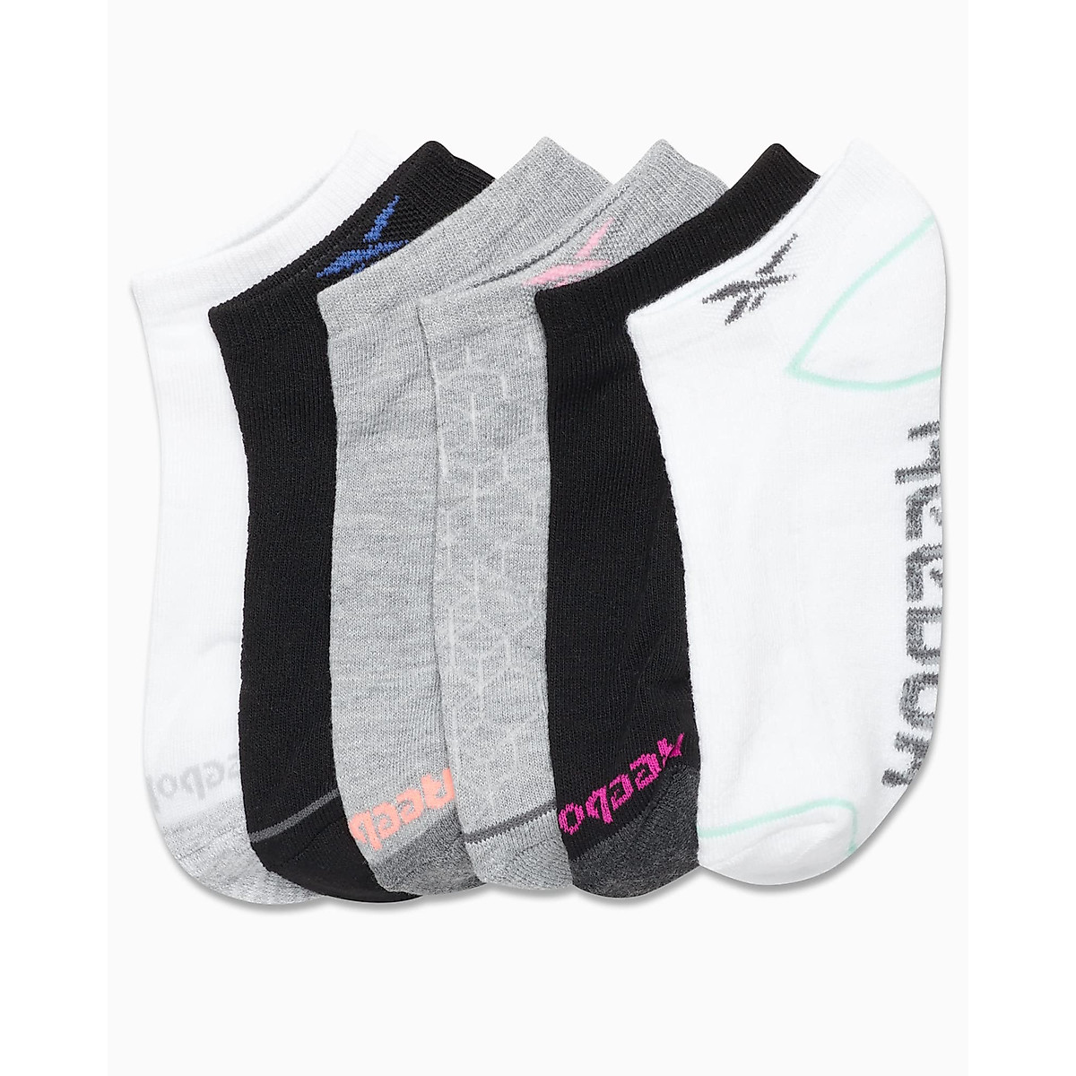 Reebok Women's Low Cut Socks - 6 Pack Performance Cushion Comfort No Show Socks - Breathable Athletic Socks for Women (4-10), Size 4-10, Grey Multi